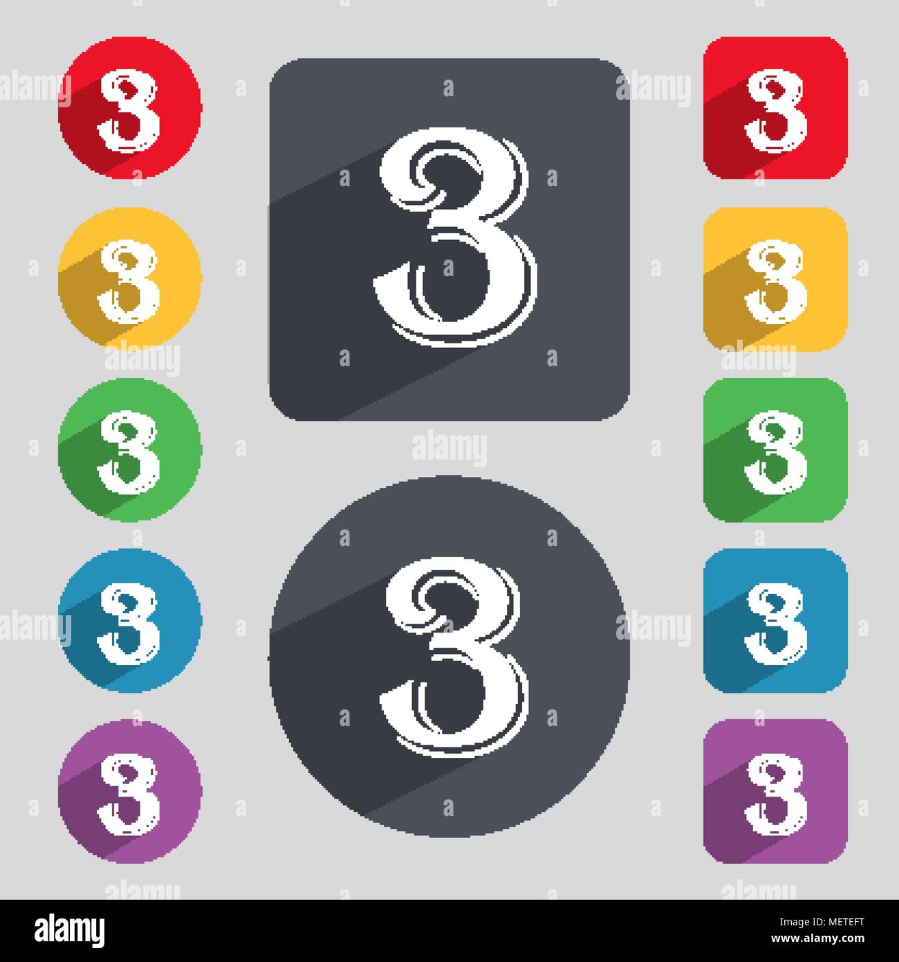 Third place award sign. Winner symbol. Step three. Set of coloured ...