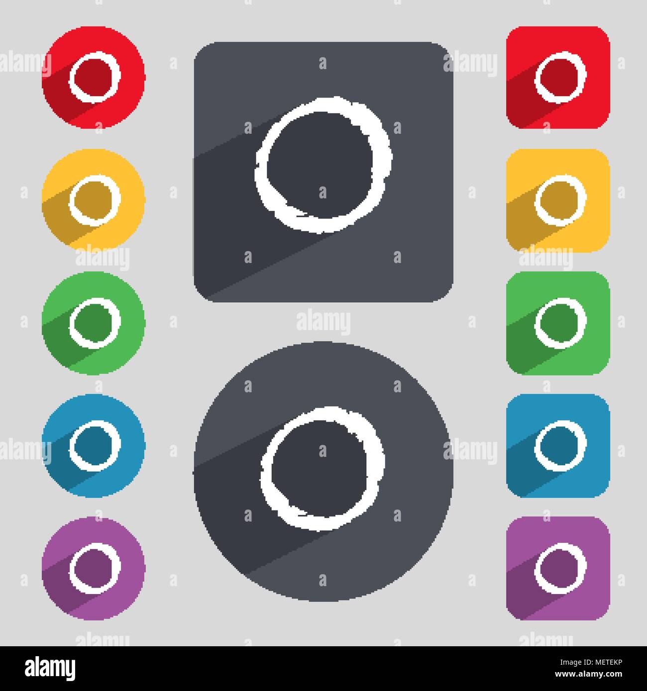 number zero icon sign. Set of coloured buttons. Vector illustration ...