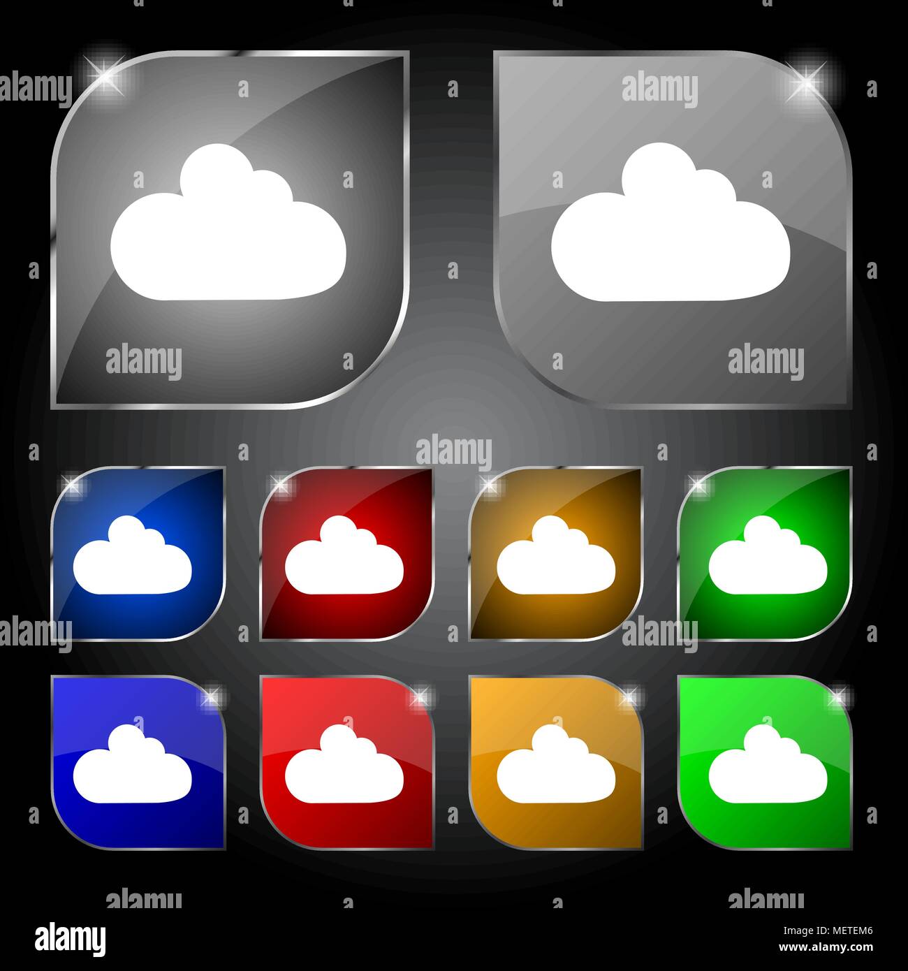 Cloud sign icon. Data storage symbol. Set colourful buttons. Vector ...