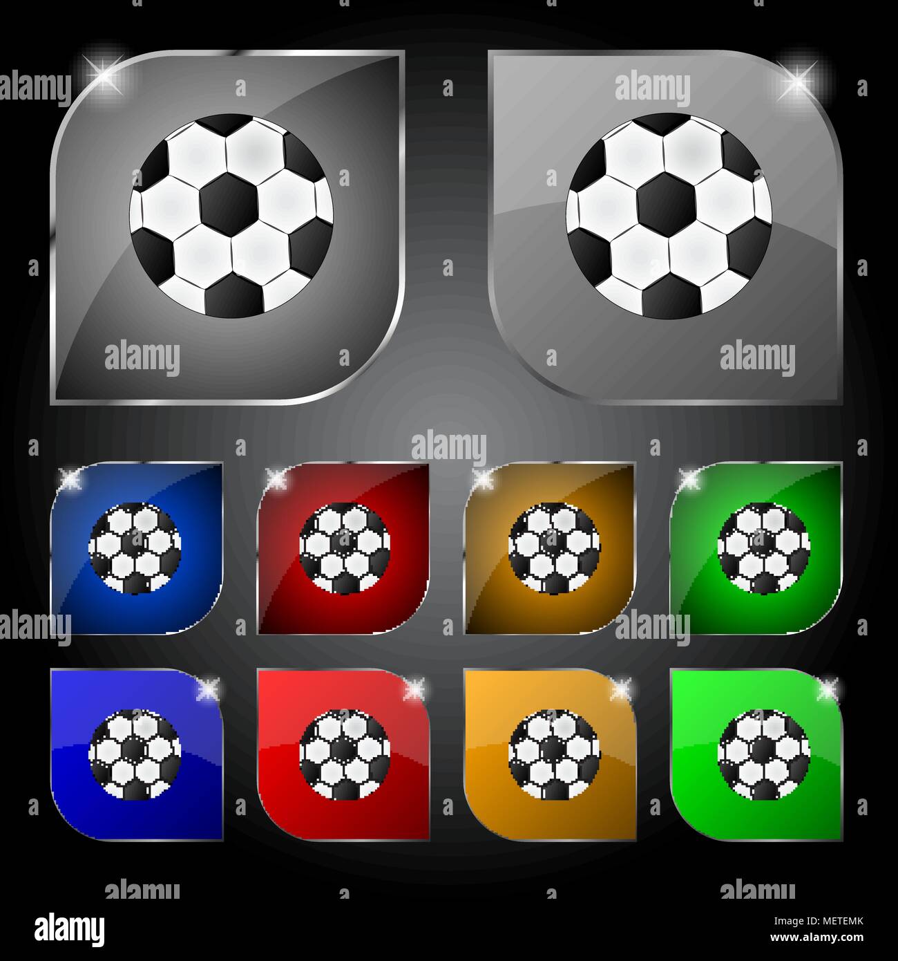 Football ball sign icon. Soccer Sport symbol. Set colourful buttons ...