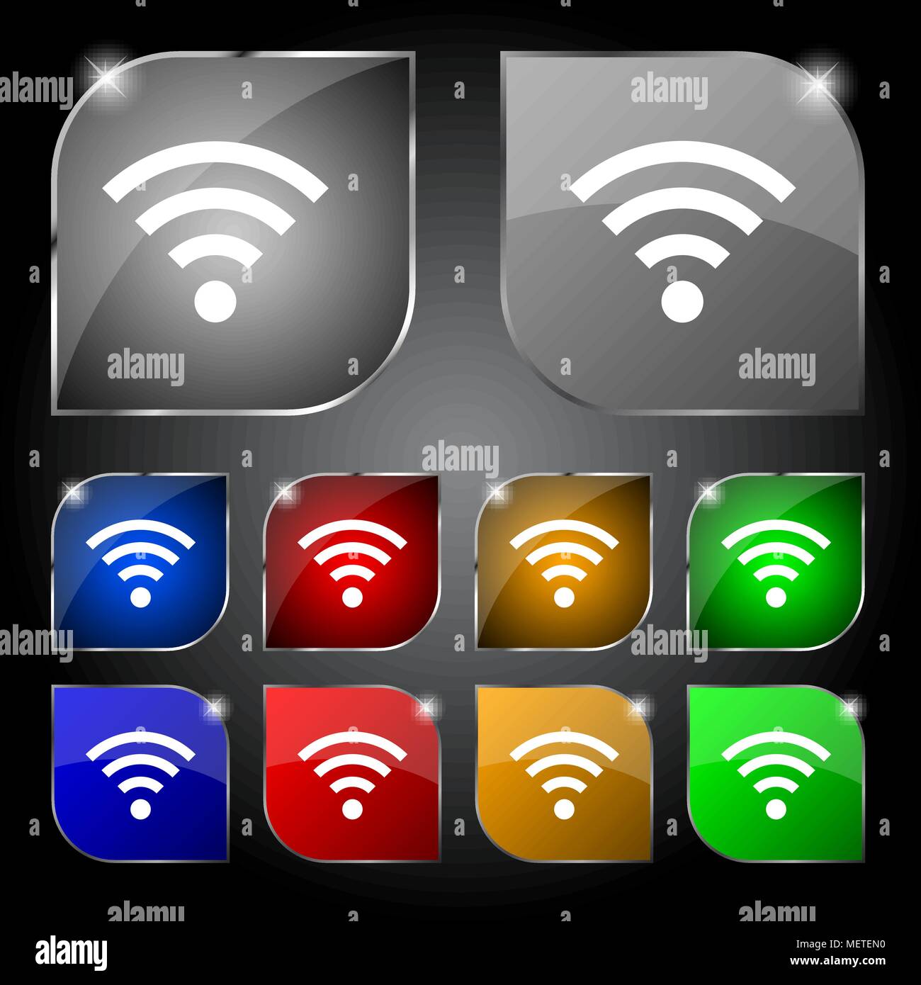 Wifi sign. Wi-fi symbol. Wireless Network icon Wifi zone Set colour ...