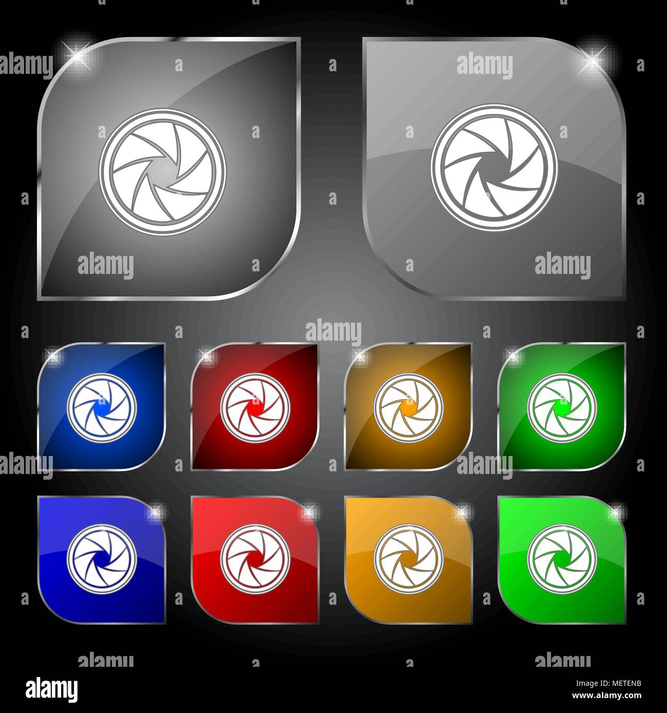 diaphragm icon. Aperture sign. Set colourful buttons. Vector ...
