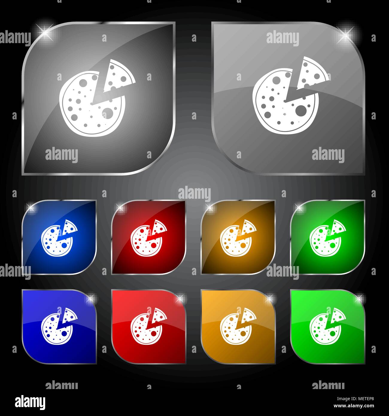 Pizza Icon. Set colourful buttons sign. Vector illustration Stock ...