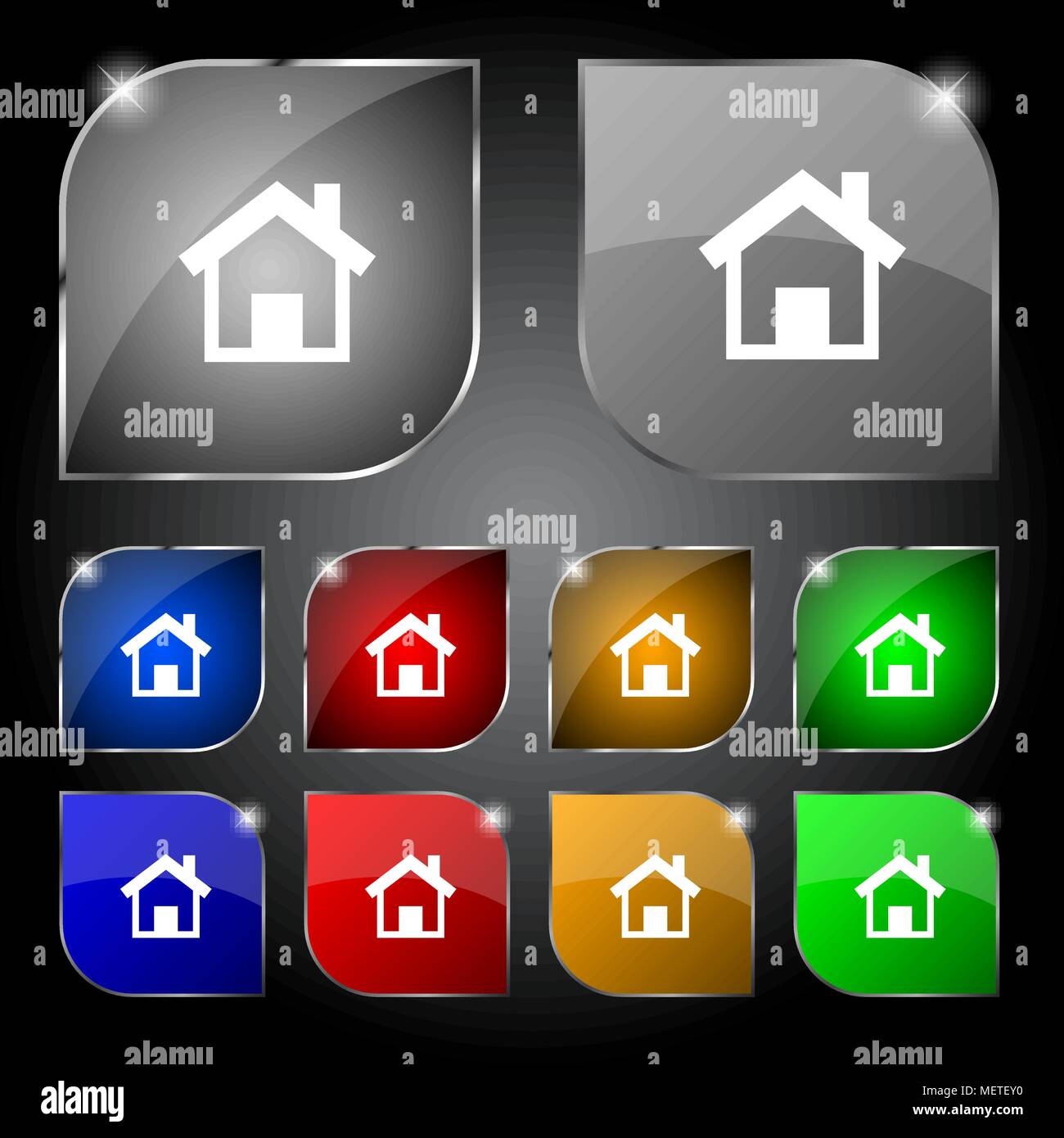 Home sign icon. Main page button. Navigation symbol.Set colourful ...