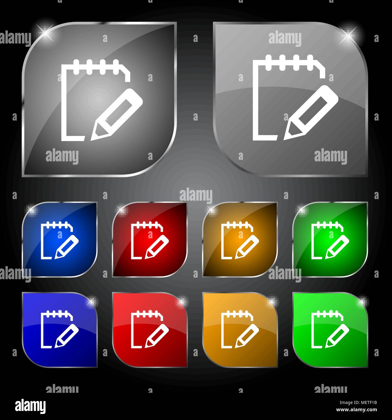 Edit document sign icon. content button. Set colour button. Modern UI website navigation Vector ...