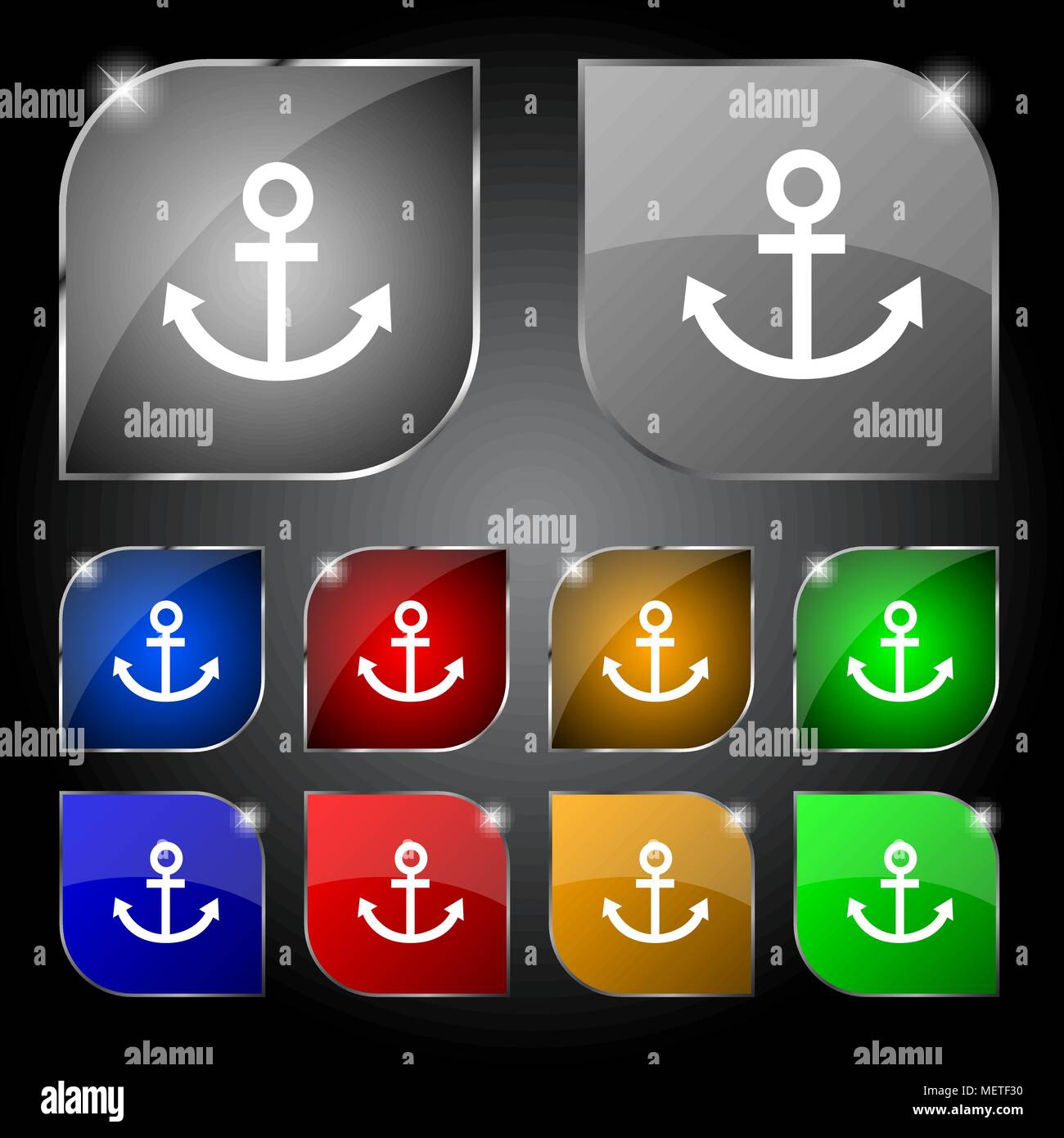 Anchor icon. Set colourful buttons sign. Vector illustration Stock ...
