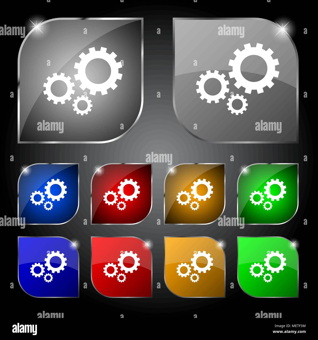 Cog settings sign icon. Cogwheel gear mechanism symbol. Set colourful ...