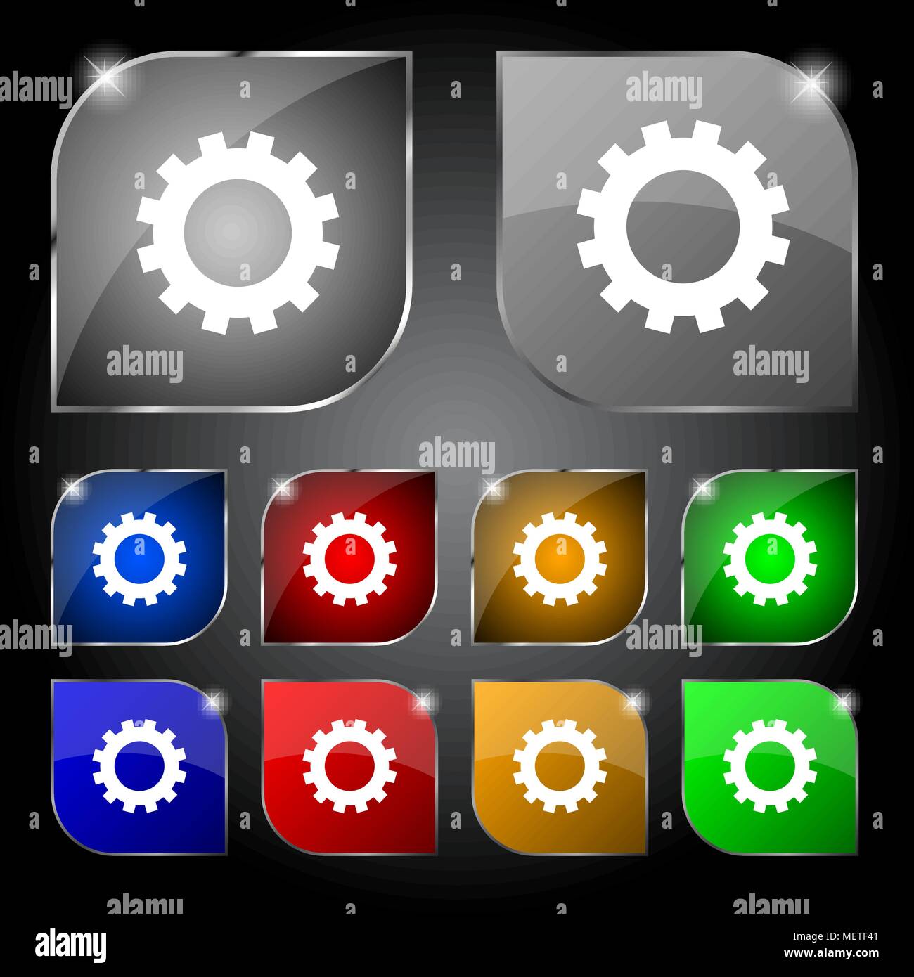 Cog settings sign icon. Cogwheel gear mechanism symbol. Set colourful ...