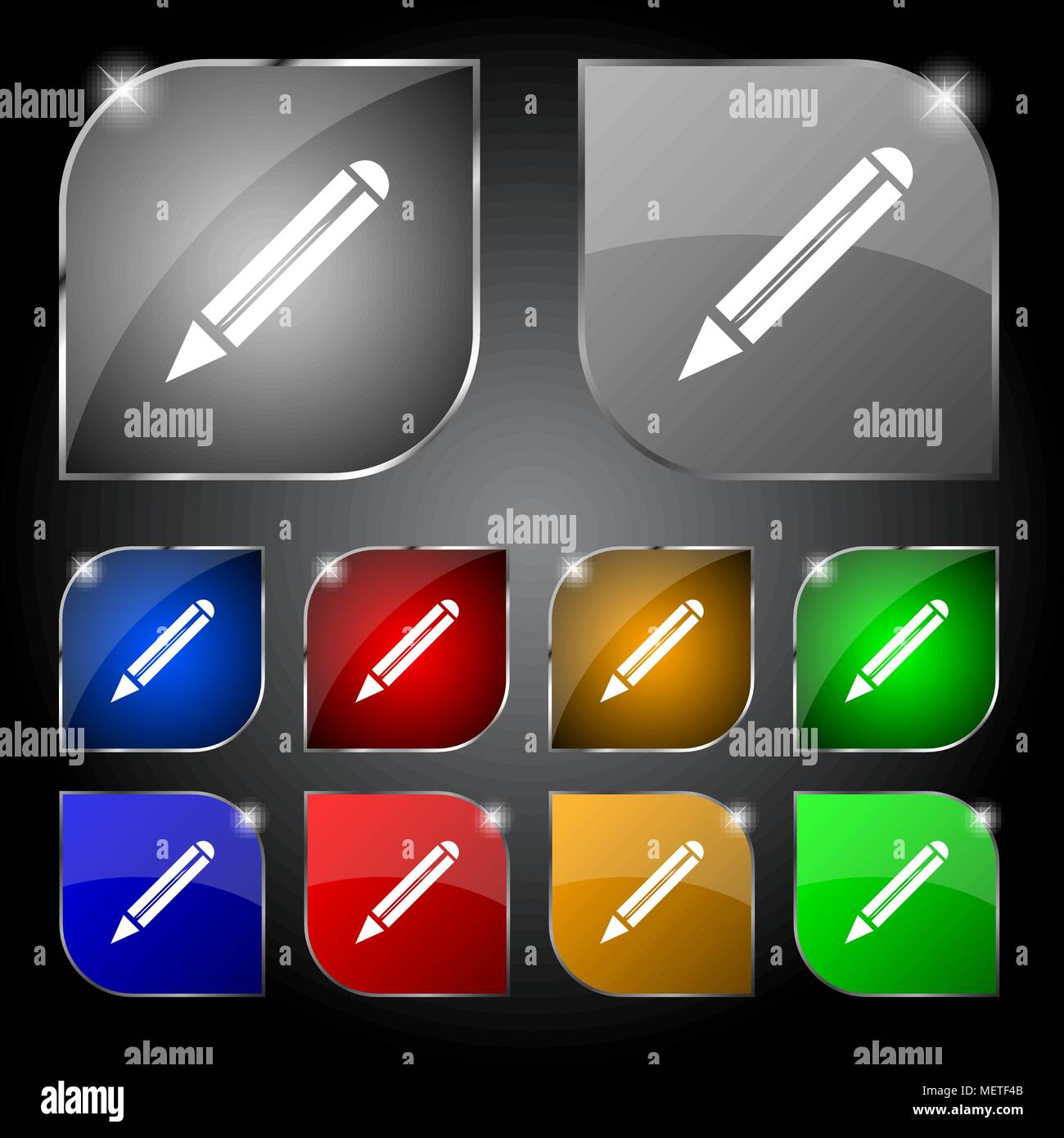 Pencil sign icon. Edit content button. Set colur buttons. Vector ...