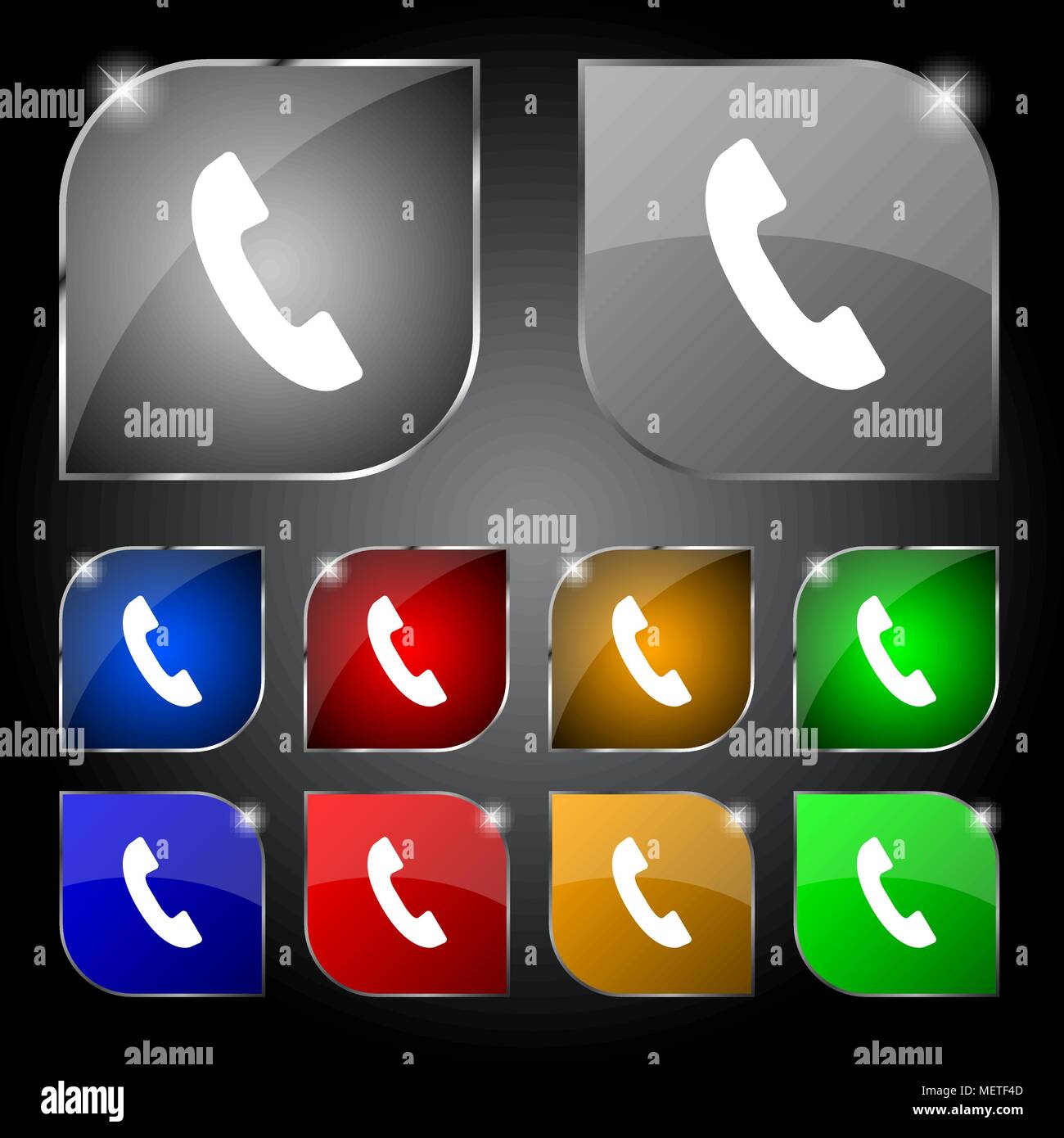 Phone sign icon. Support symbol. Call center. Set colourful buttons ...