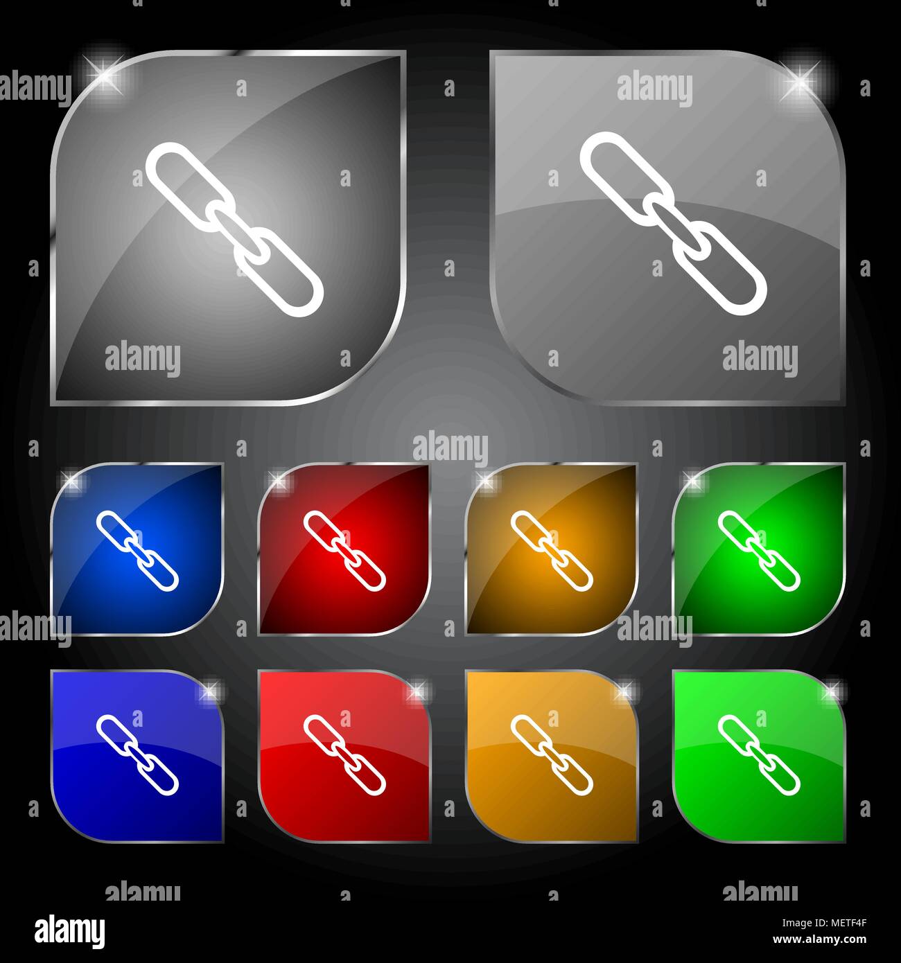 Link sign icon. Hyperlink chain symbol. Set colourful buttons. Vector ...