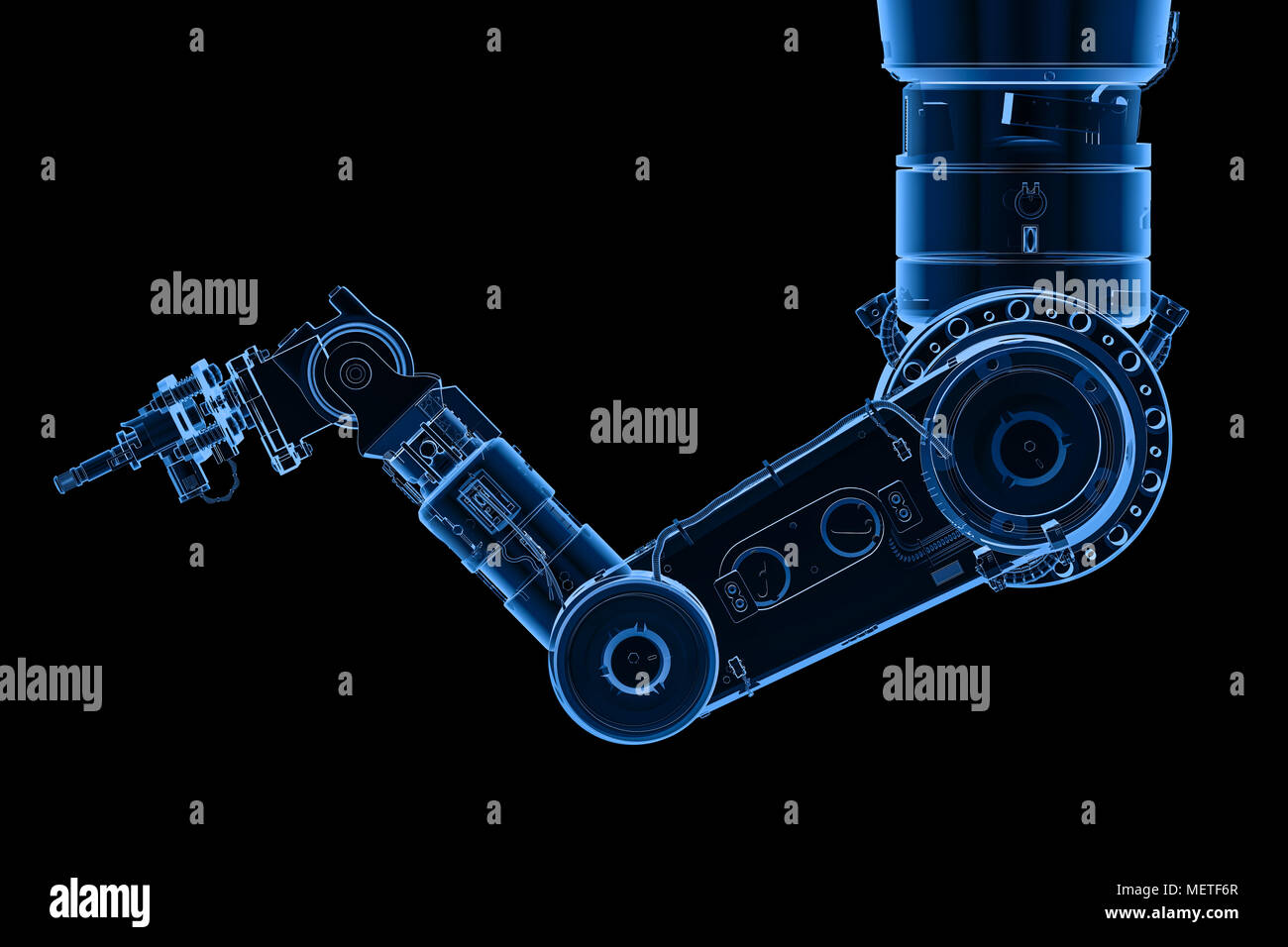 3d rendering x-ray robotic arm or robot hand isolated on black Stock ...