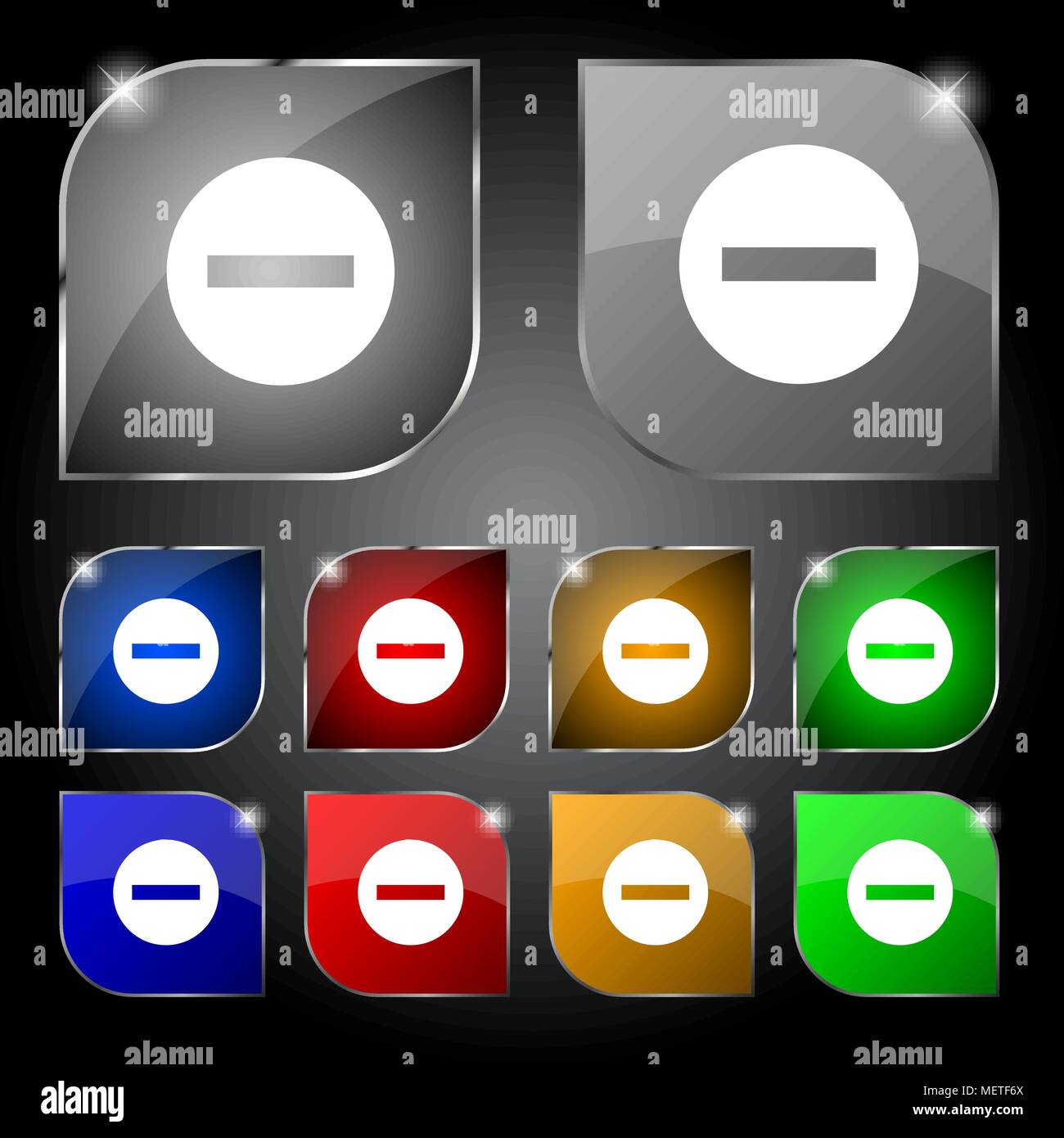 Stop sign icon. Prohibition symbol. No sign. Set colourful buttons ...