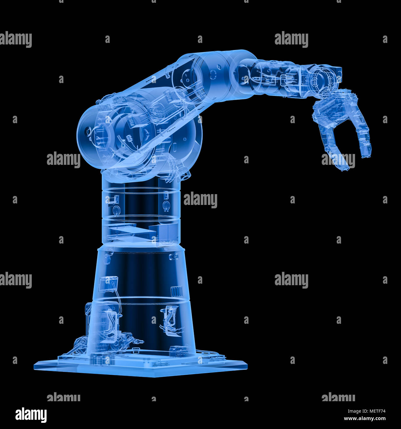 3d rendering x-ray robotic arm or robot hand isolated on black Stock ...