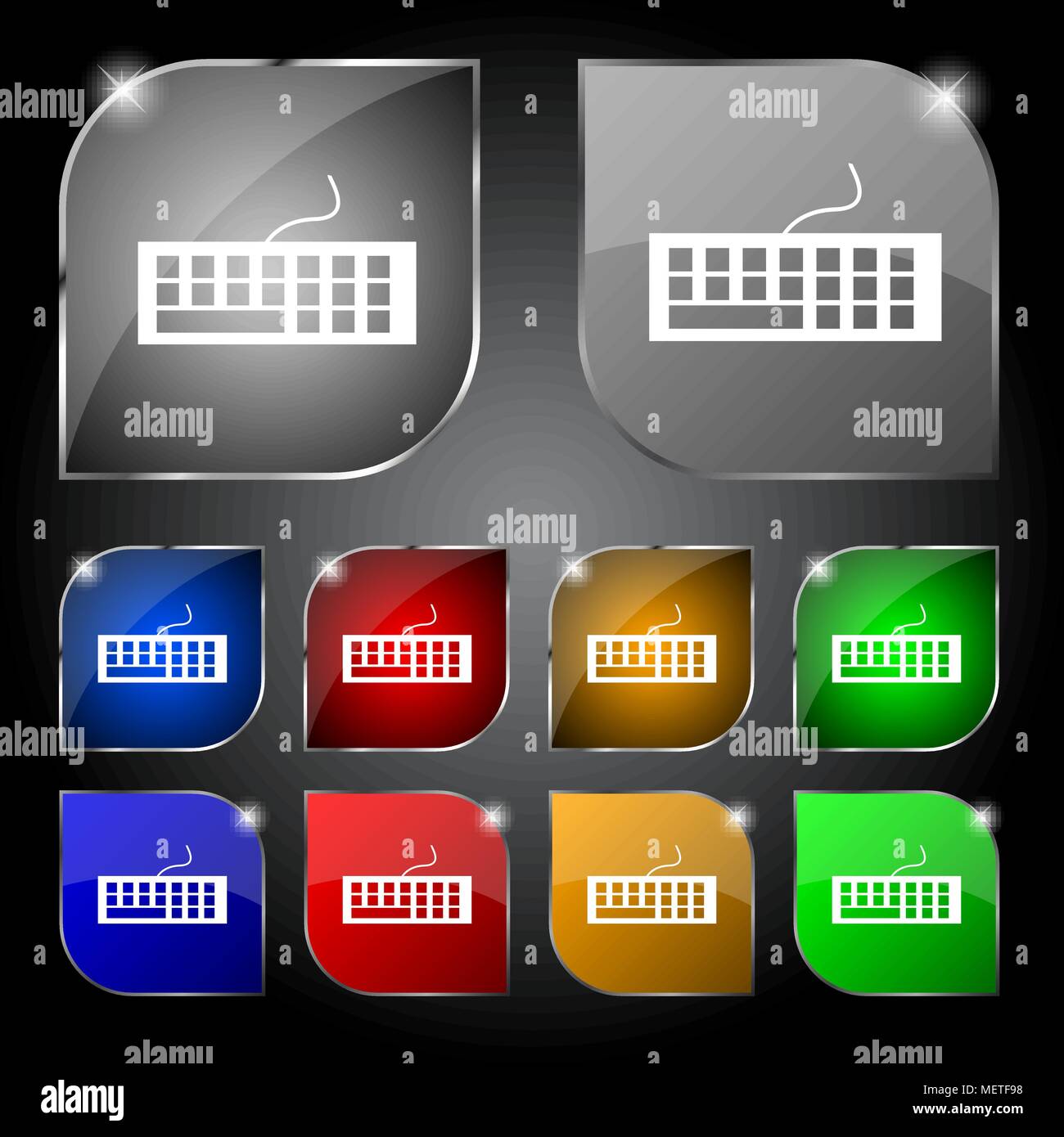 Computer keyboard Icon. Set colourful buttons. Vector illustration ...