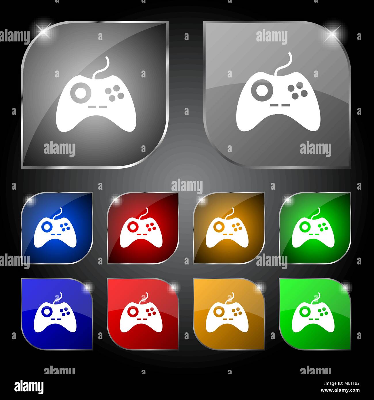 Joystick sign icon. Video game symbol. Set colourful buttons. Vector ...