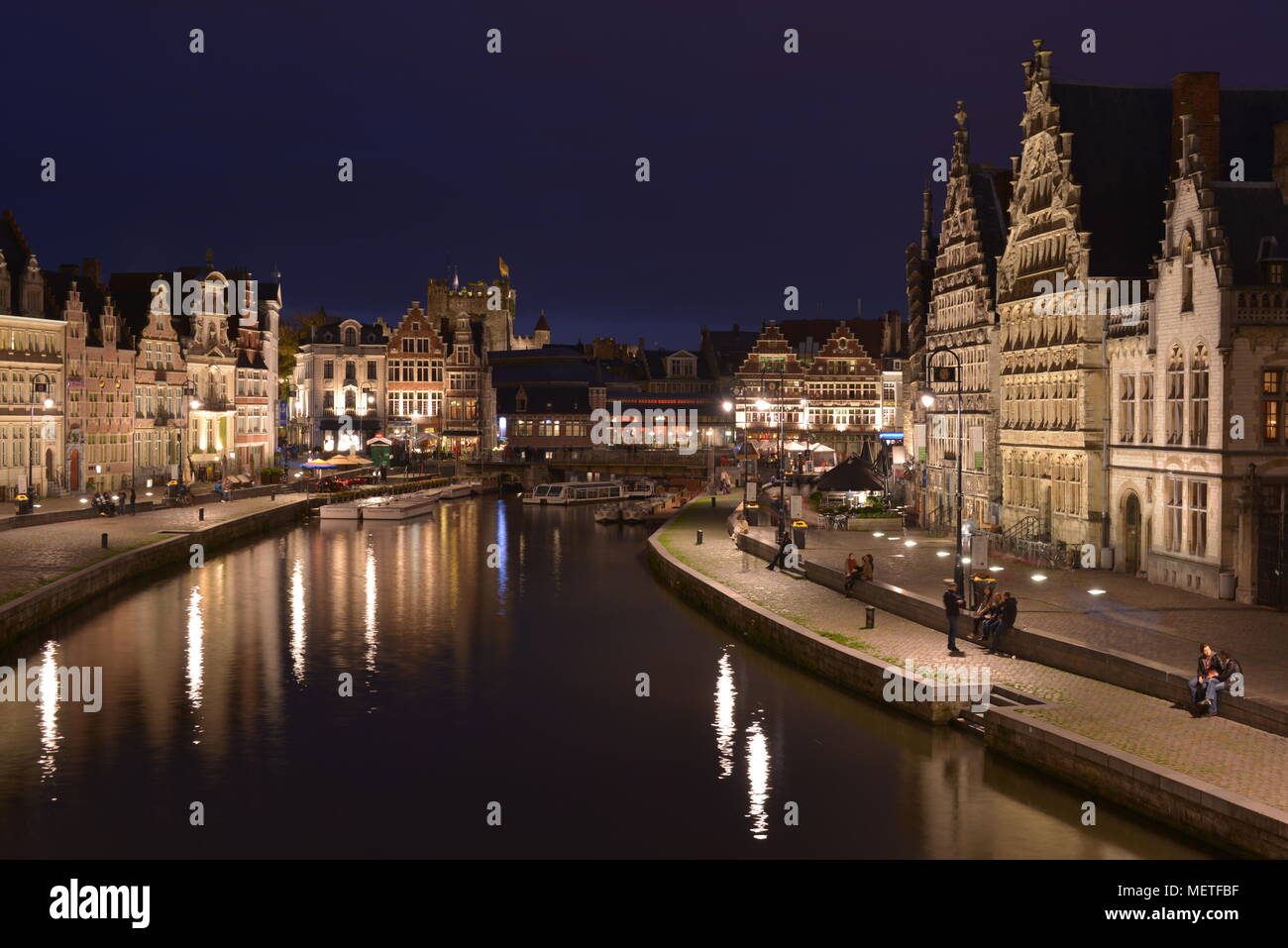night view- Gent Stock Photo - Alamy