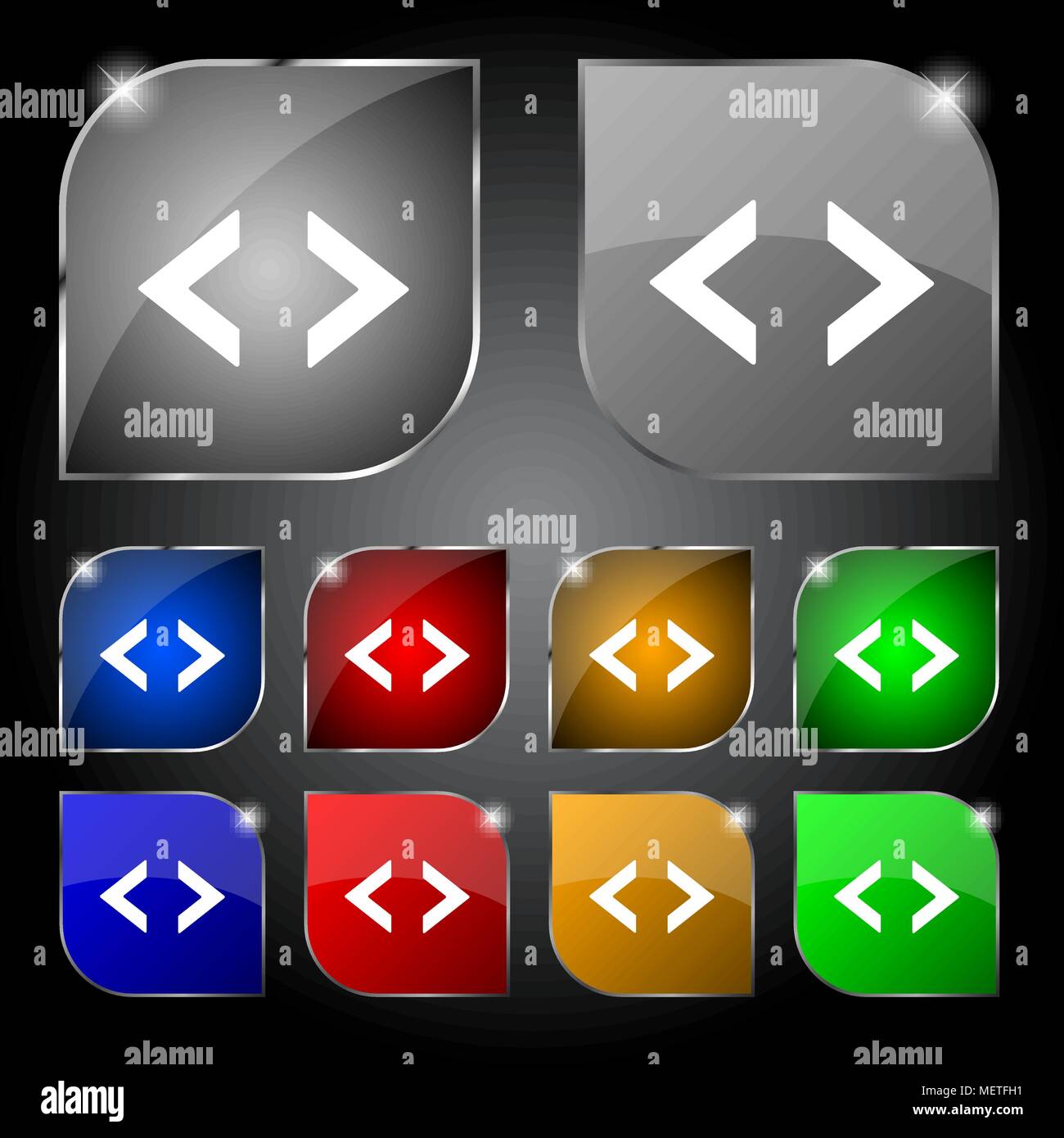 Code sign icon. Programmer symbol. Set of colored buttons. Vector ...
