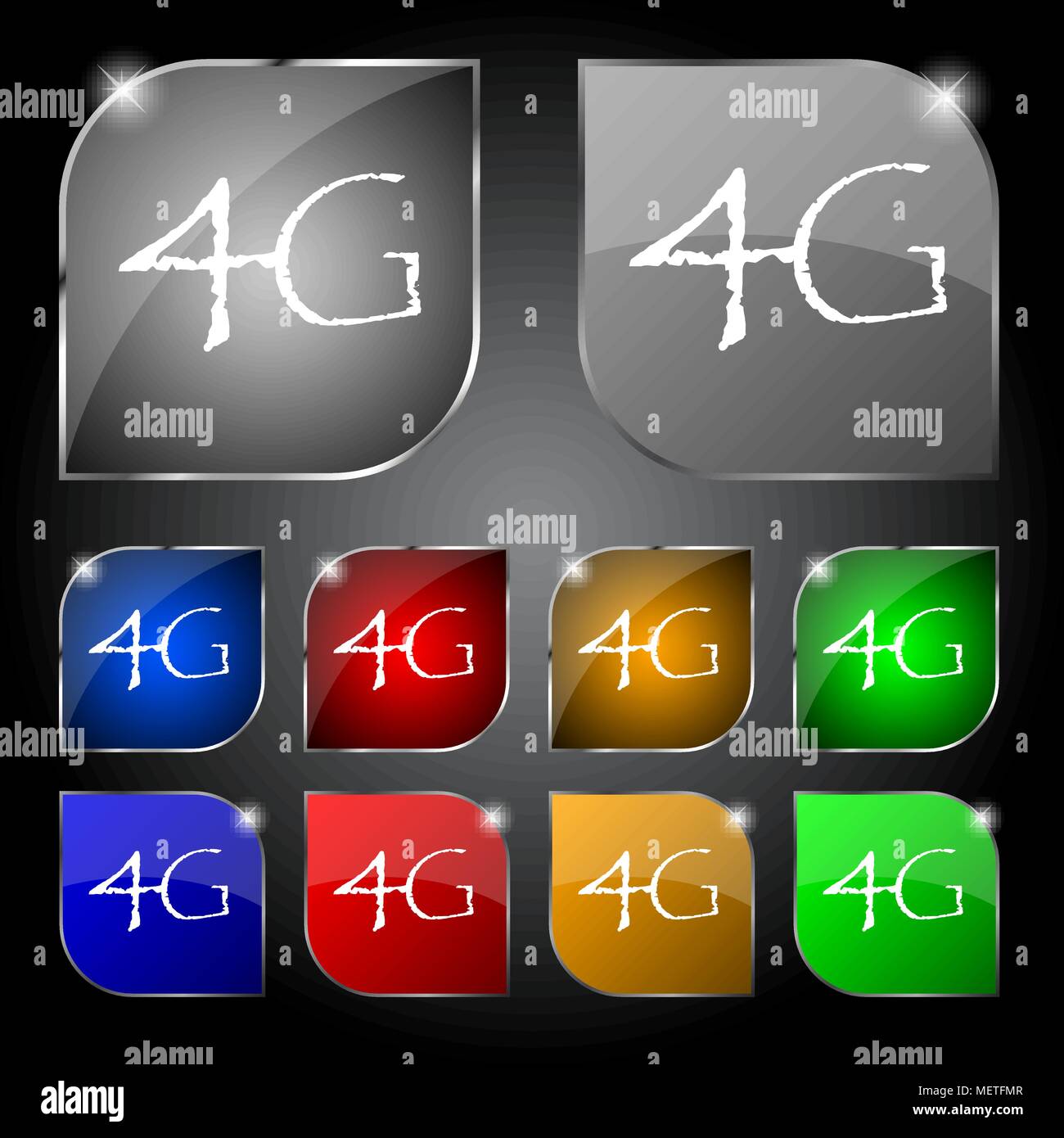 4G sign icon. Mobile telecommunications technology symbol. Set of ...