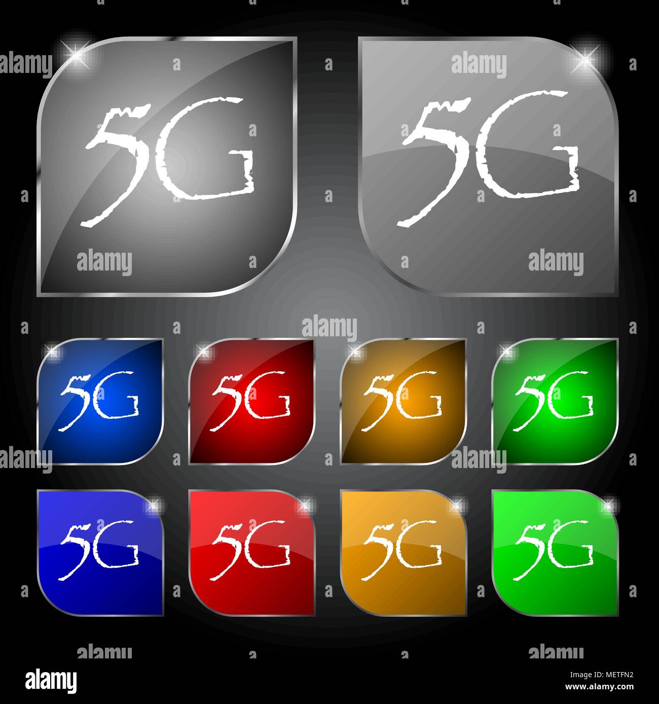 5G sign icon. Mobile telecommunications technology symbol. Set of ...