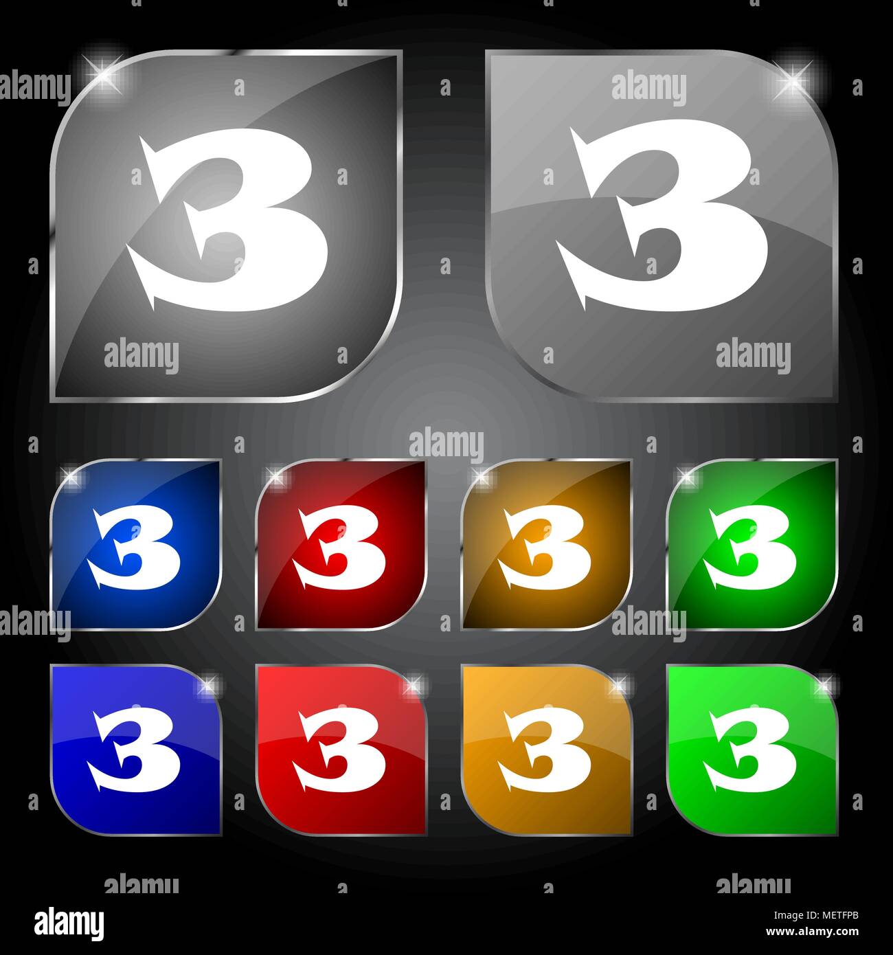 Third place award sign. Winner symbol. Step three. Set of coloured ...