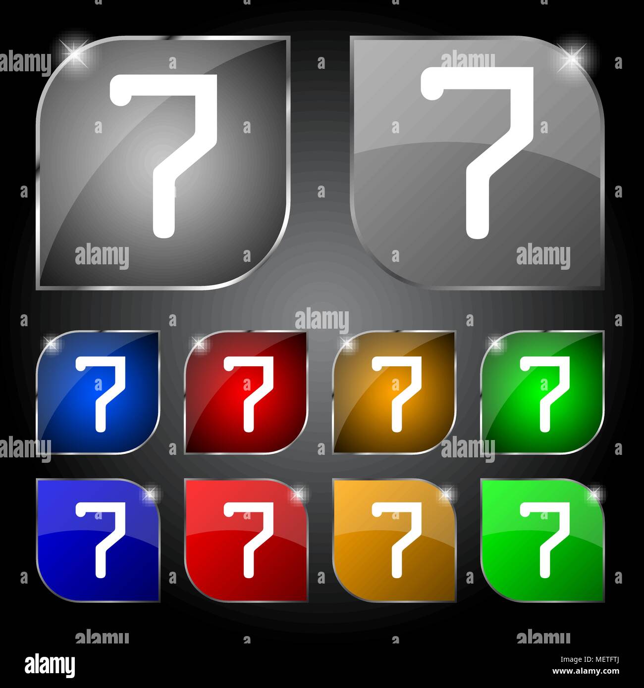 number seven icon sign. Set of coloured buttons. Vector illustration ...