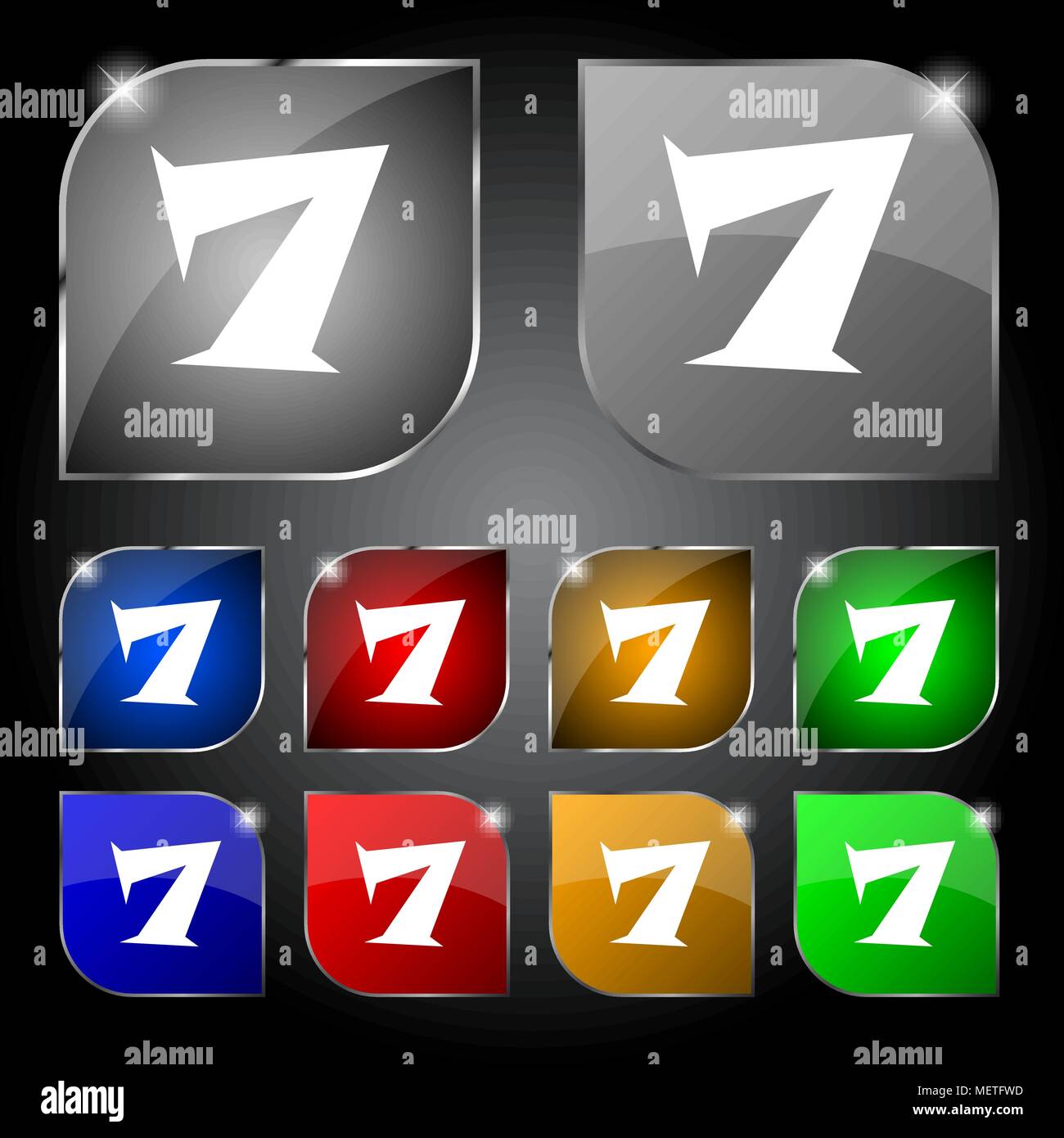 number seven icon sign. Set of coloured buttons. Vector illustration ...