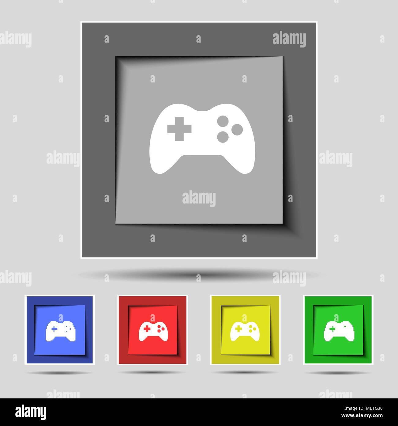 Joystick sign icon. Video game symbol. Set colourful buttons. Vector ...
