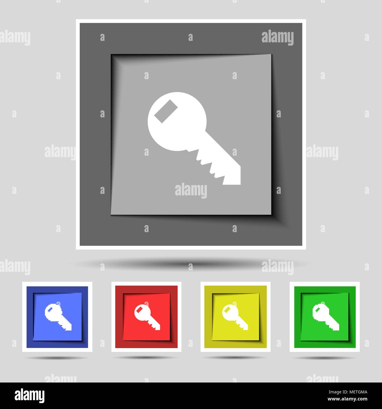 Key sign icon. Unlock tool symbol. Set of colored buttons. Vector ...