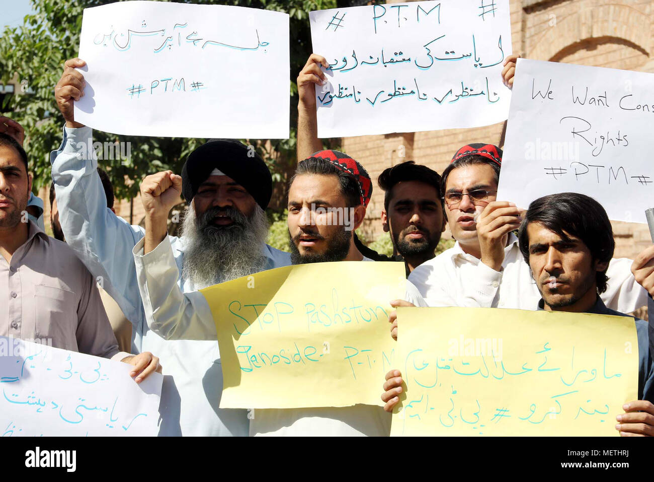 Activists of Pashtun Tahafuz Movement (PTM) are holding protest ...