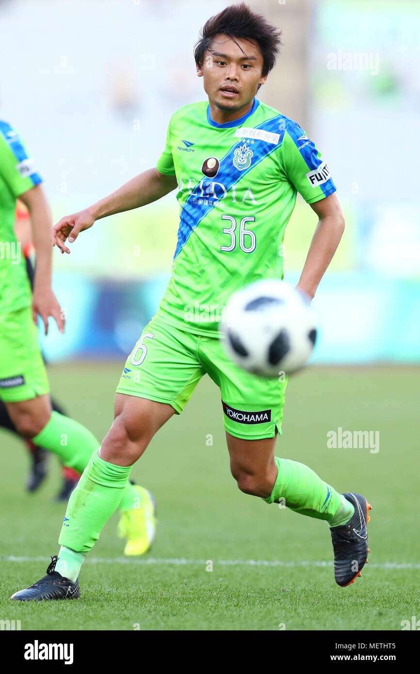 Kanagawa, Japan. 21st Apr, 2018. Takuya Okamoto (Bellmare) Football ...