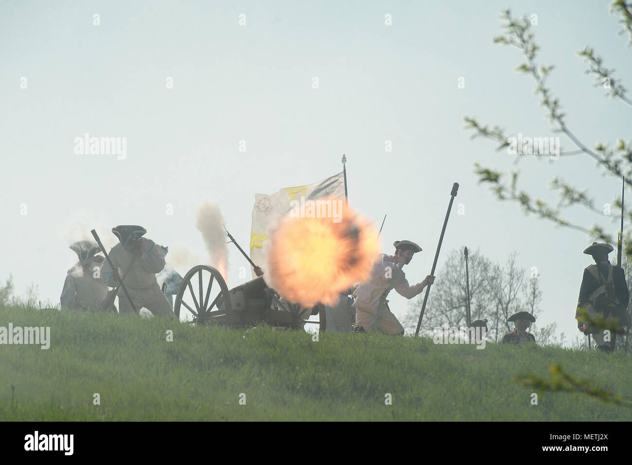 Liberec, Czech Republic. 21st Apr, 2018. Reconstruction of the Battle ...