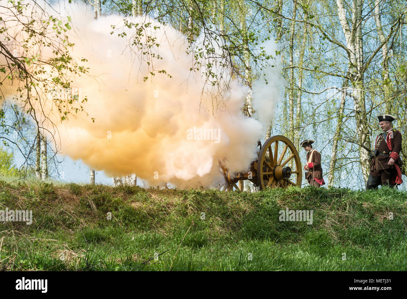 Liberec, Czech Republic. 21st Apr, 2018. Reconstruction of the Battle ...
