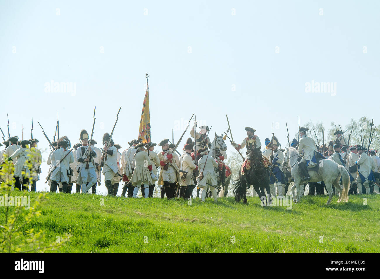 Liberec, Czech Republic. 21st Apr, 2018. Reconstruction of the Battle ...