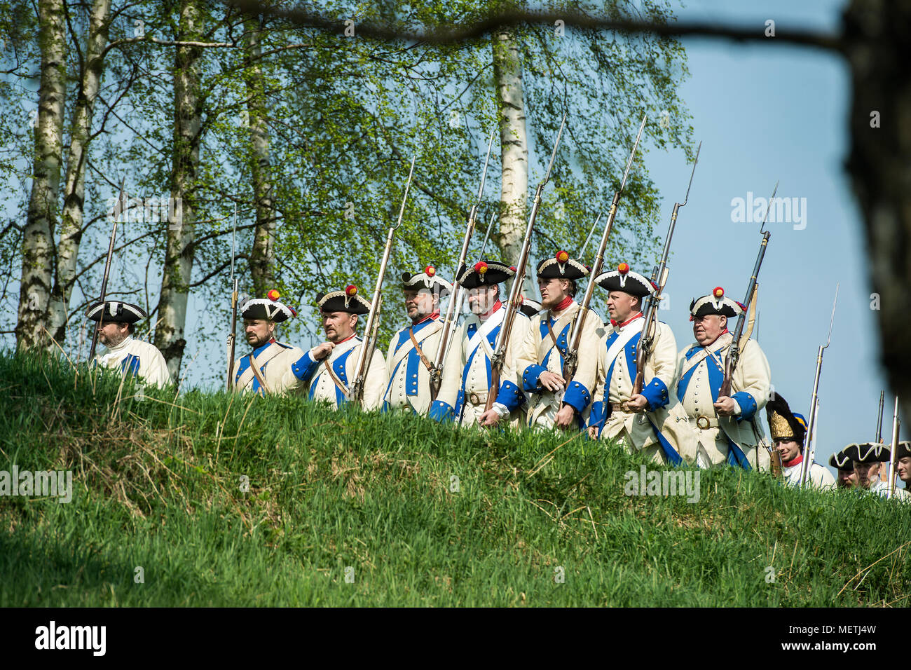 Liberec, Czech Republic. 21st Apr, 2018. Reconstruction of the Battle ...