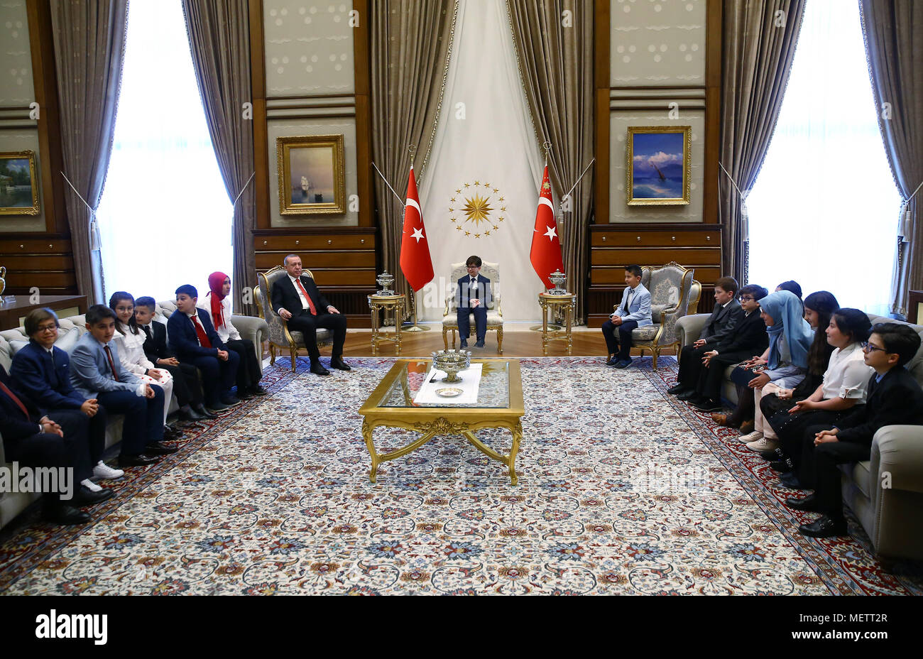 Ankara, Turkey. 23rd Apr, 2018. Turkish President Recep Tayyip Erdogan ...