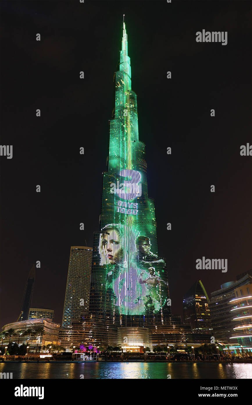 Dubai, UAE. 23rd April 2018. The Burj Khalifa, the world's tallest ...