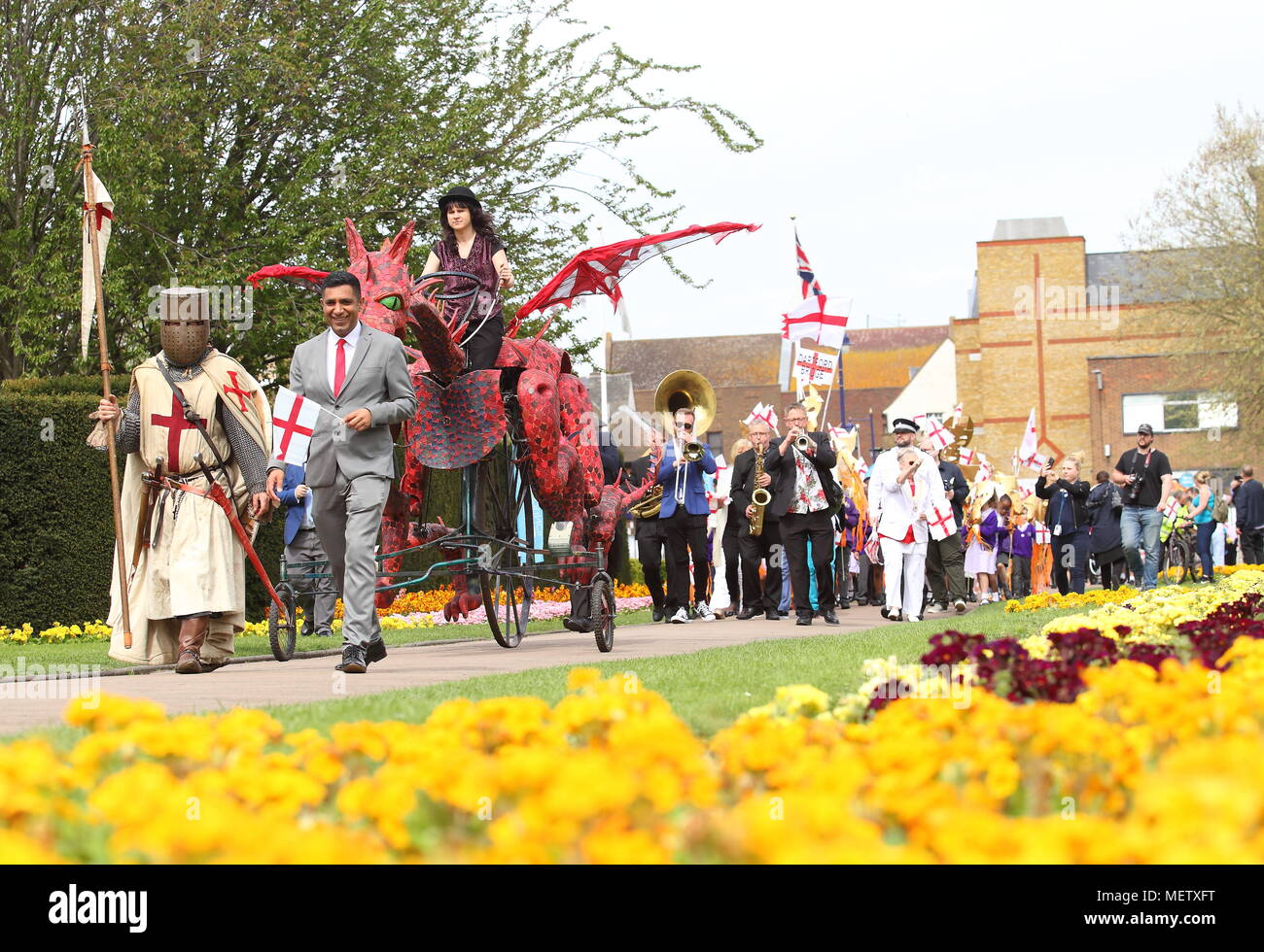 Saint George and Dragon in one of Englands largest Saint Georges Day ...