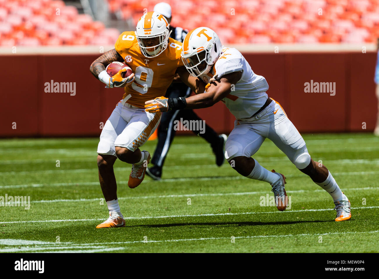 April 21, 2018: running back Tim Jordan #9 of the Tennessee Volunteers ...