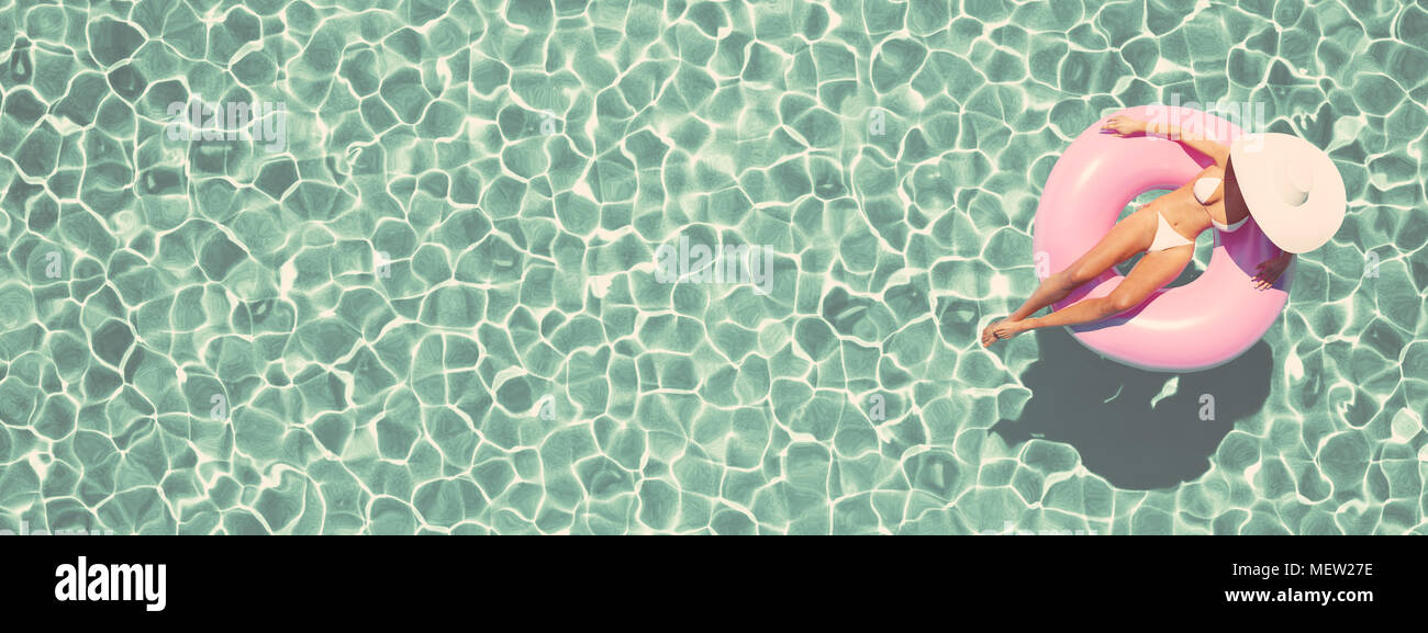 Vintage woman on pool float hi-res stock photography and images - Alamy