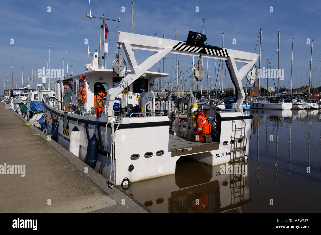 The inshore survey vessel Fugro Seeker seen at the HCA marina, Grimsby ...