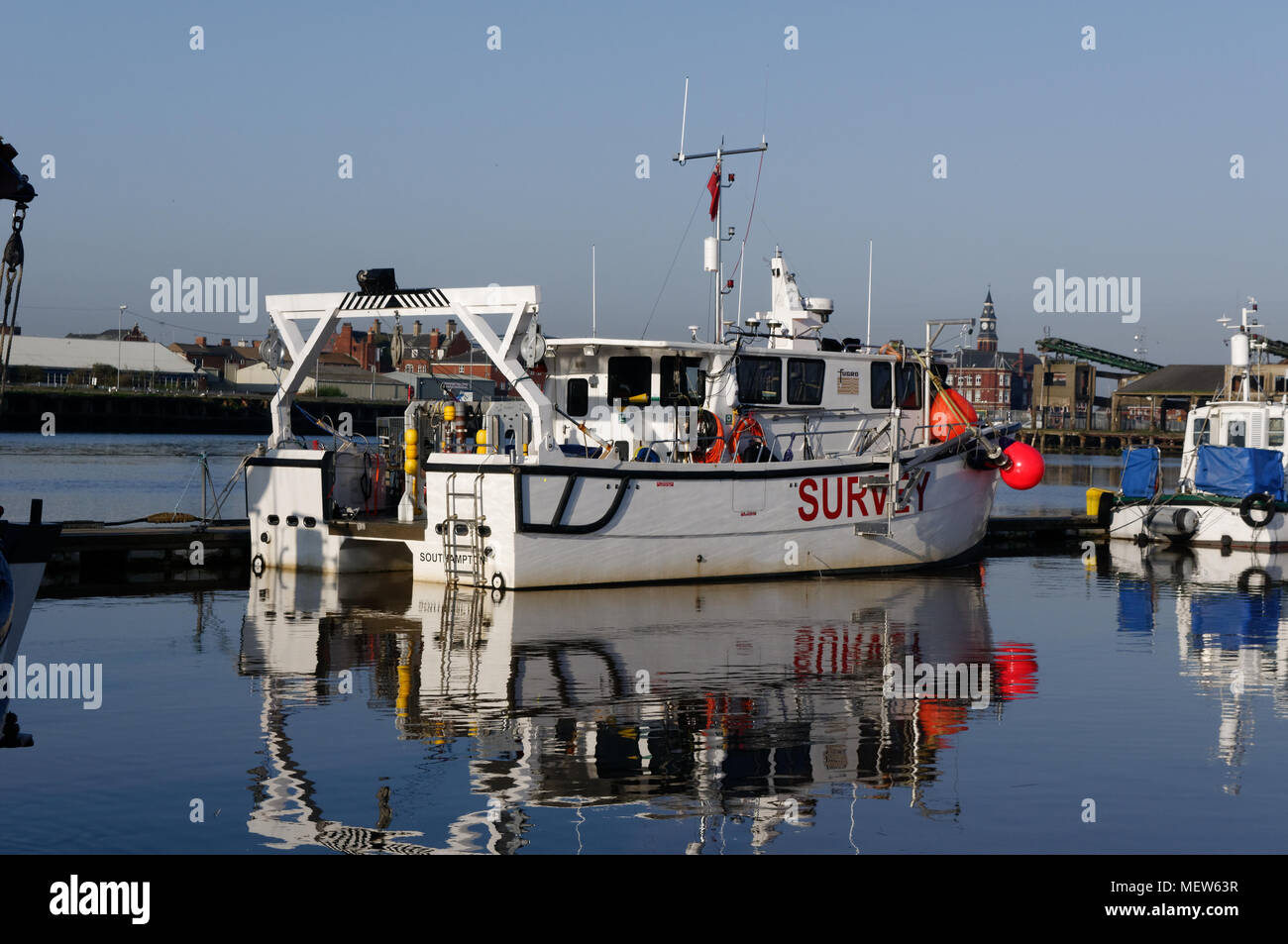 The inshore survey vessel Fugro Seeker seen at the HCA marina, Grimsby ...