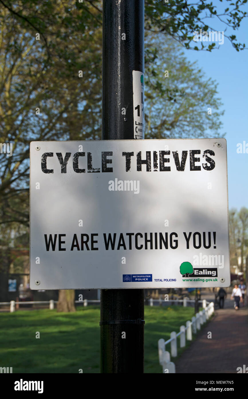 metropolitan police sign warning cycle thieves that they are being ...