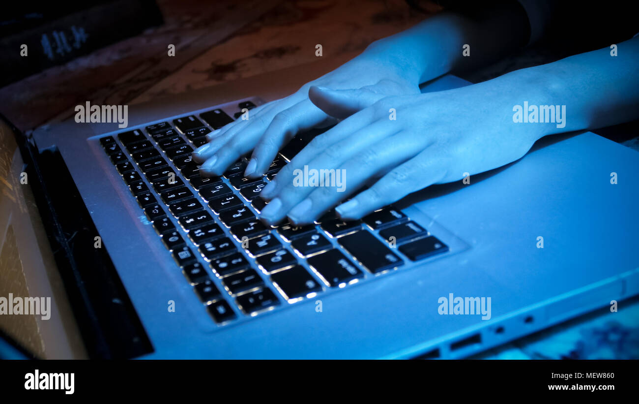 Girls hand typing on laptop hi-res stock photography and images - Alamy