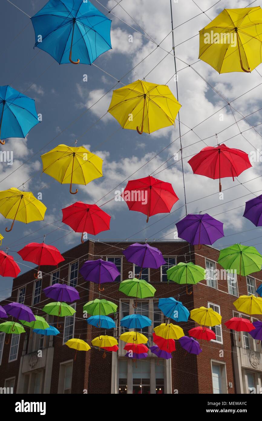 Modern art with colourful umbrellas hi-res stock photography and images ...
