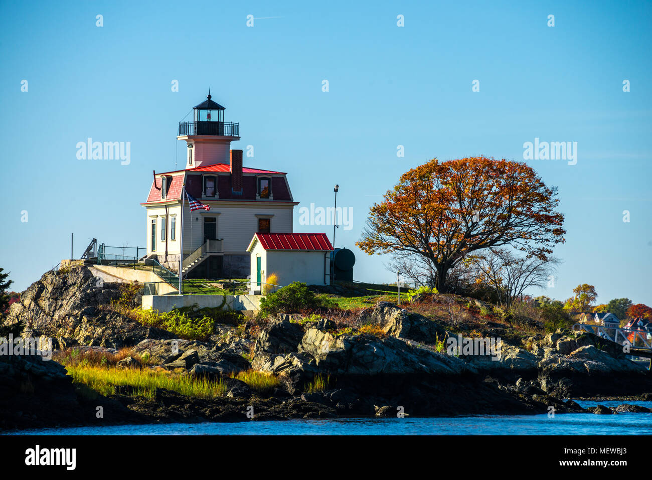 Pomham Rocks Lighthouse in East Providence Rhode Island Stock Photo - Alamy