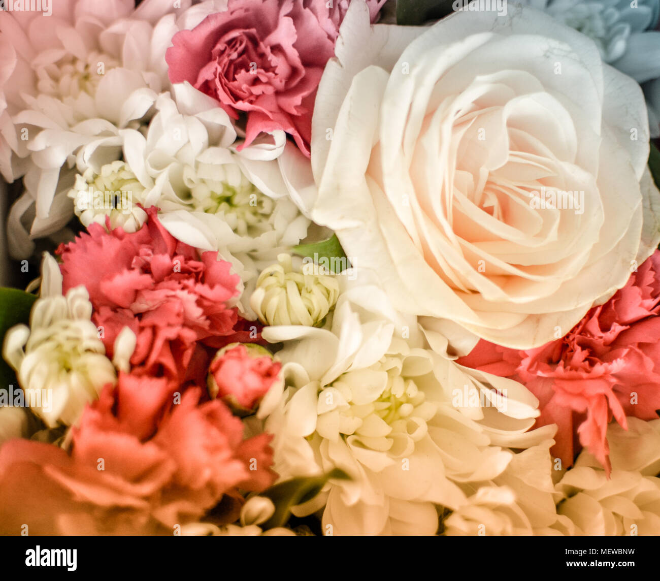 Beautiful bouquet of mixed flowers of chrysanthemums, cloves and roses ...