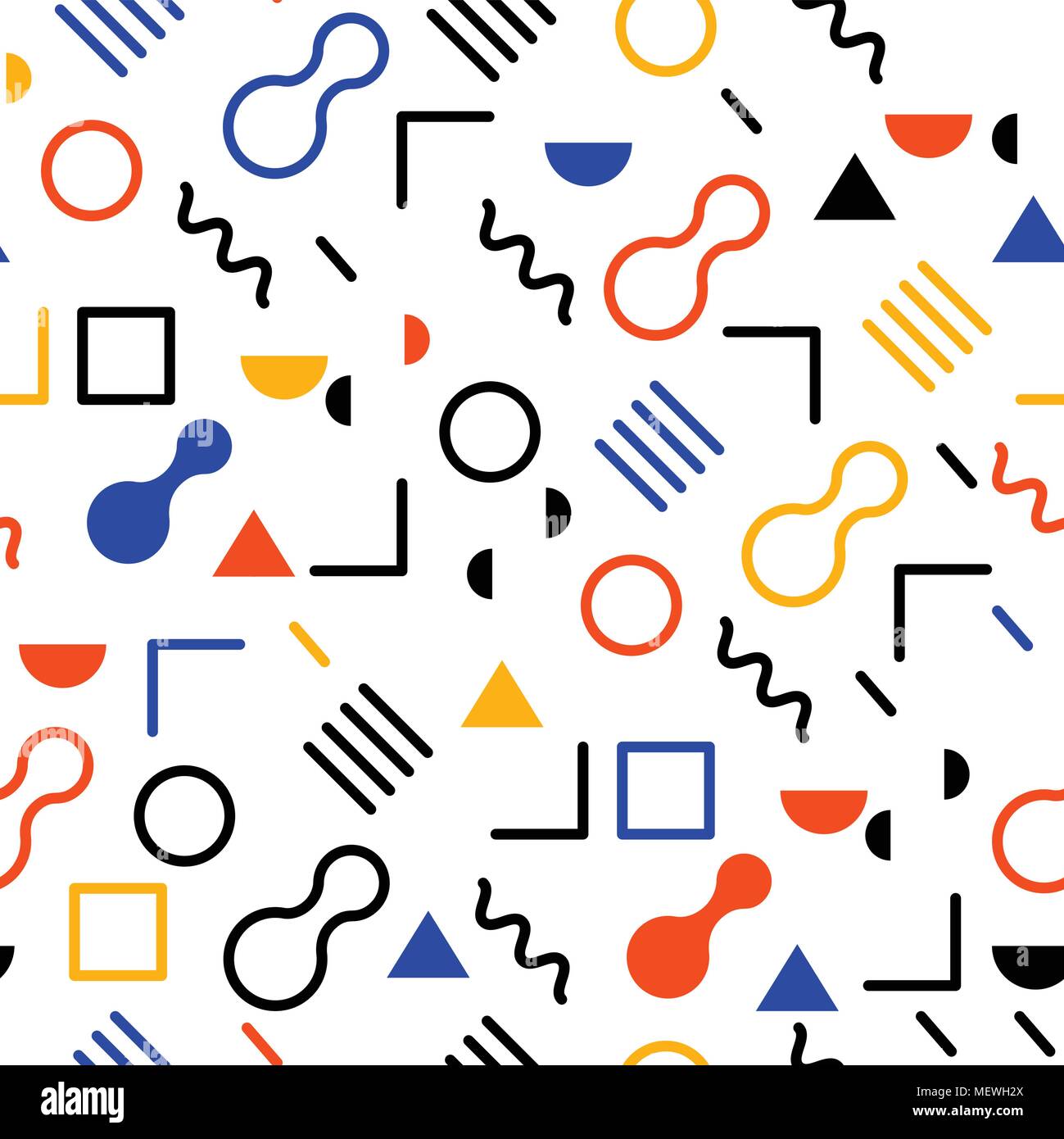 Fun geometric retro seamless background design. Vector illustration ...