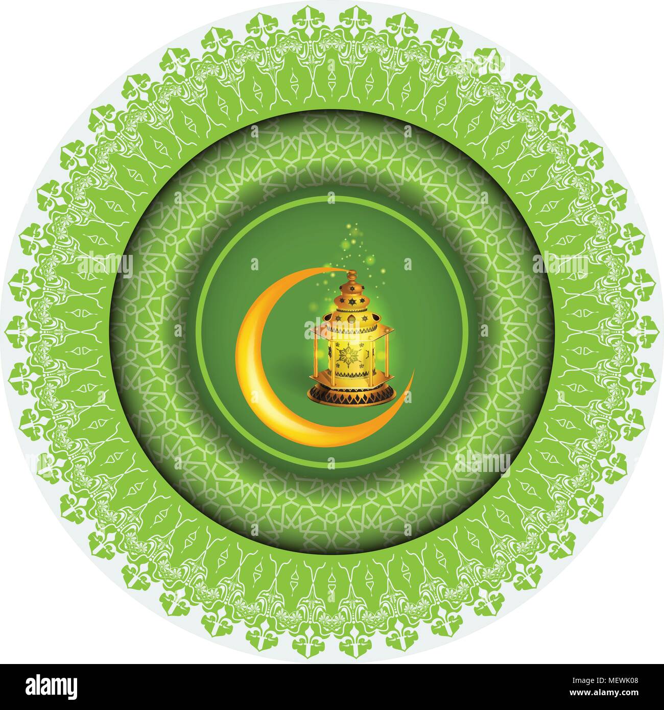 Vector Ramadan greeting ornament pattern background with circle floral ...