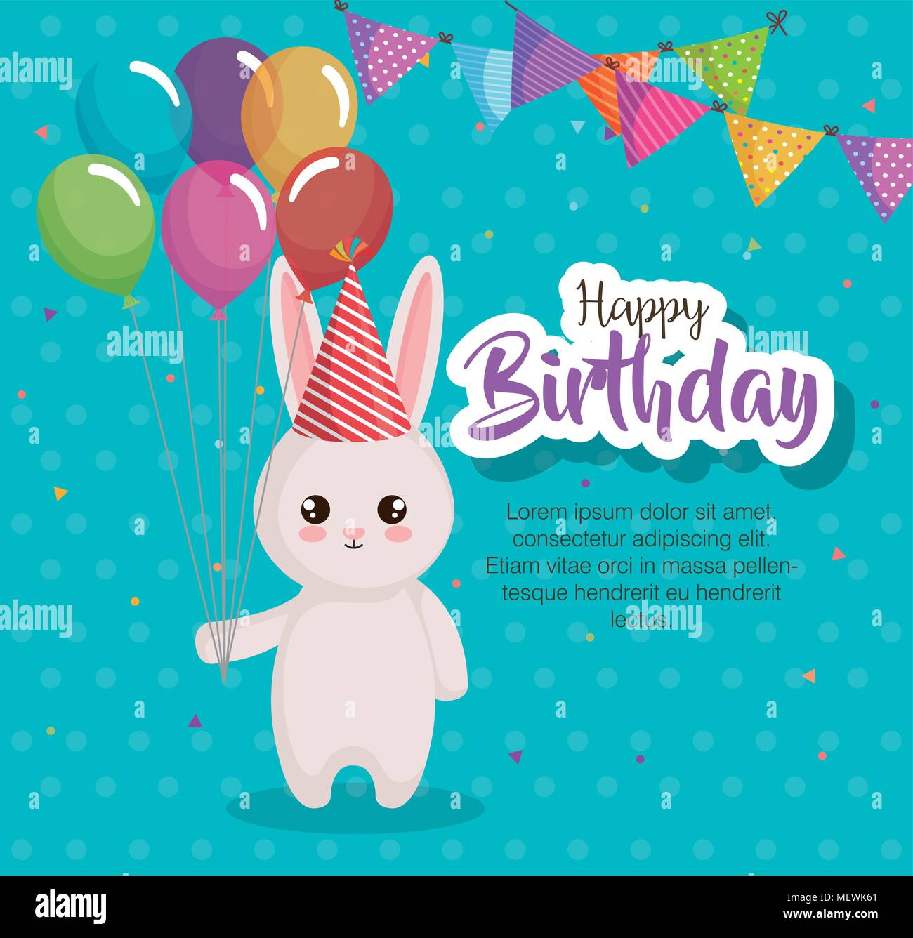 happy birthday card with rabbit Stock Vector Image & Art - Alamy